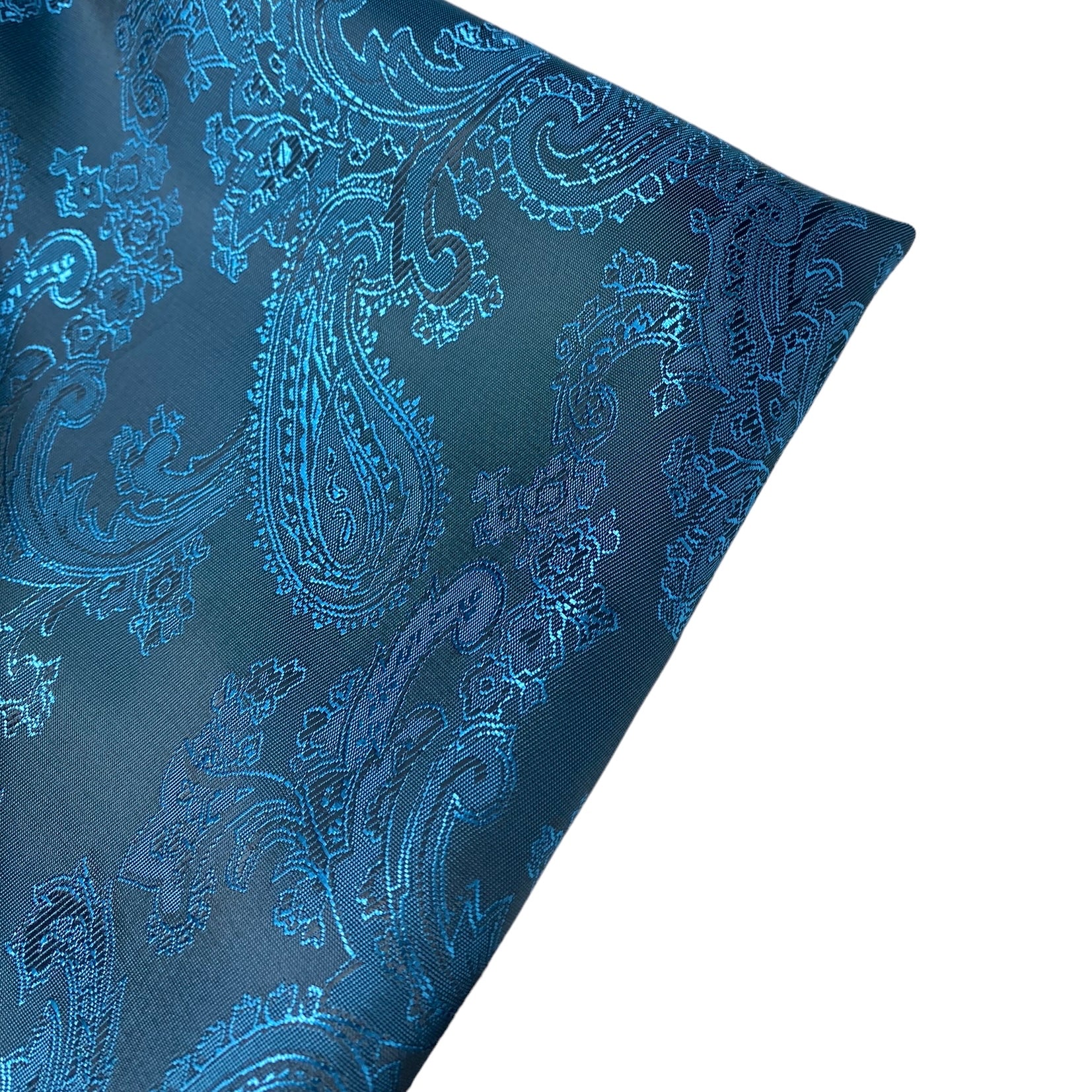 Two Tone Paisley Jacquard Lining - Aqua/Black · King Textiles