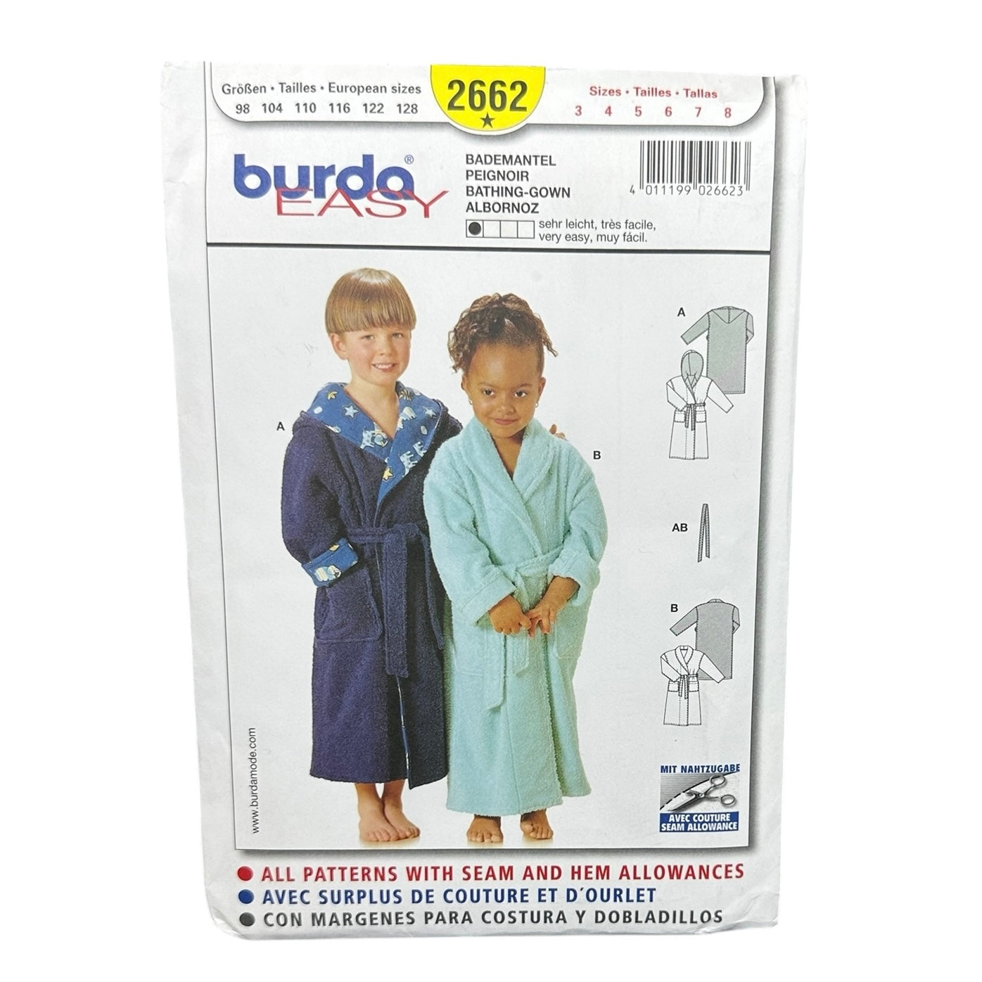 Burda 2662 Child Bath Robe Sewing Pattern · King Textiles