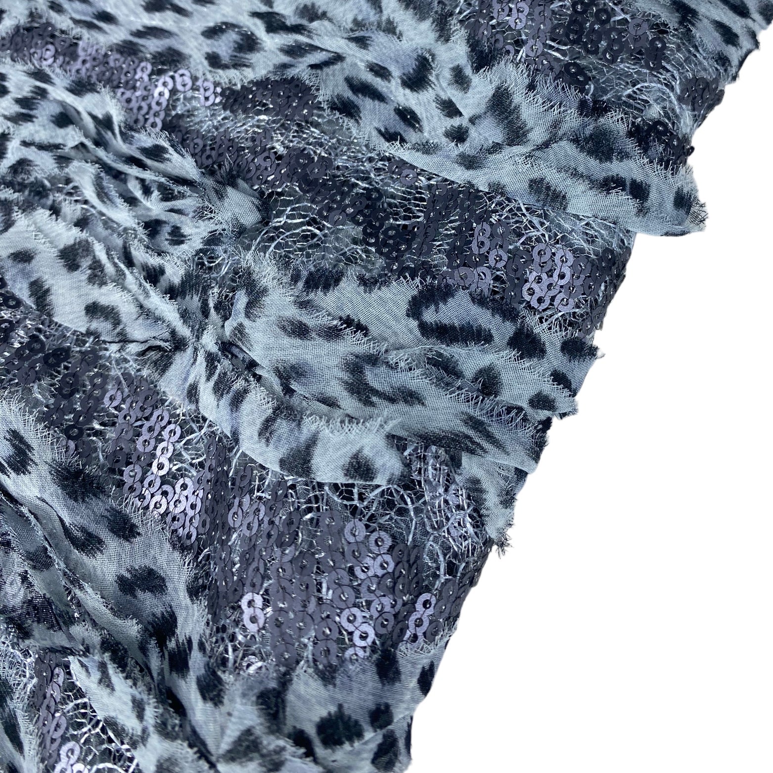 Sequin Lace - Cheetah - Grey/Black · King Textiles