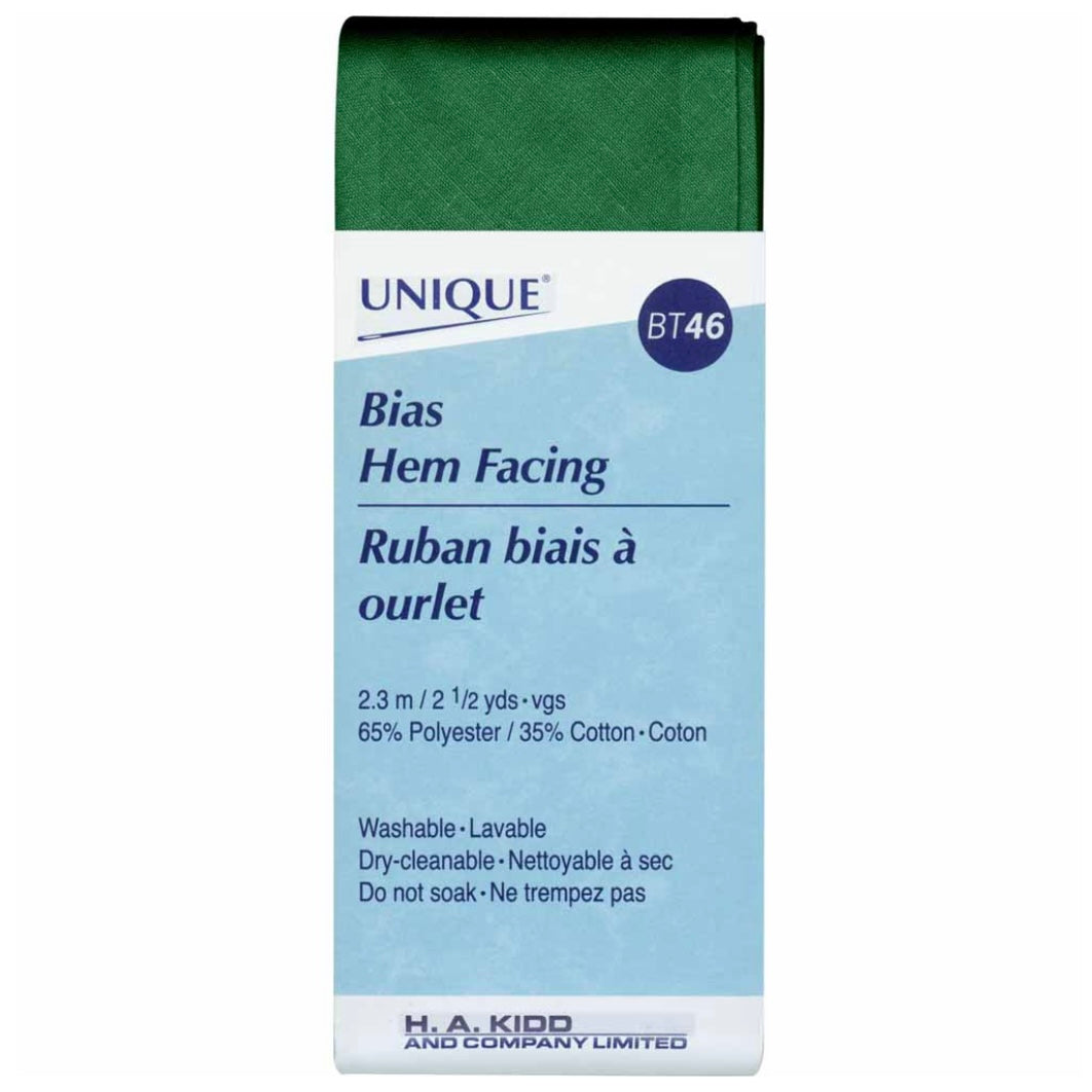 Bias Hem Facing - 50mm x 2.3m - Hunter Green · King Textiles