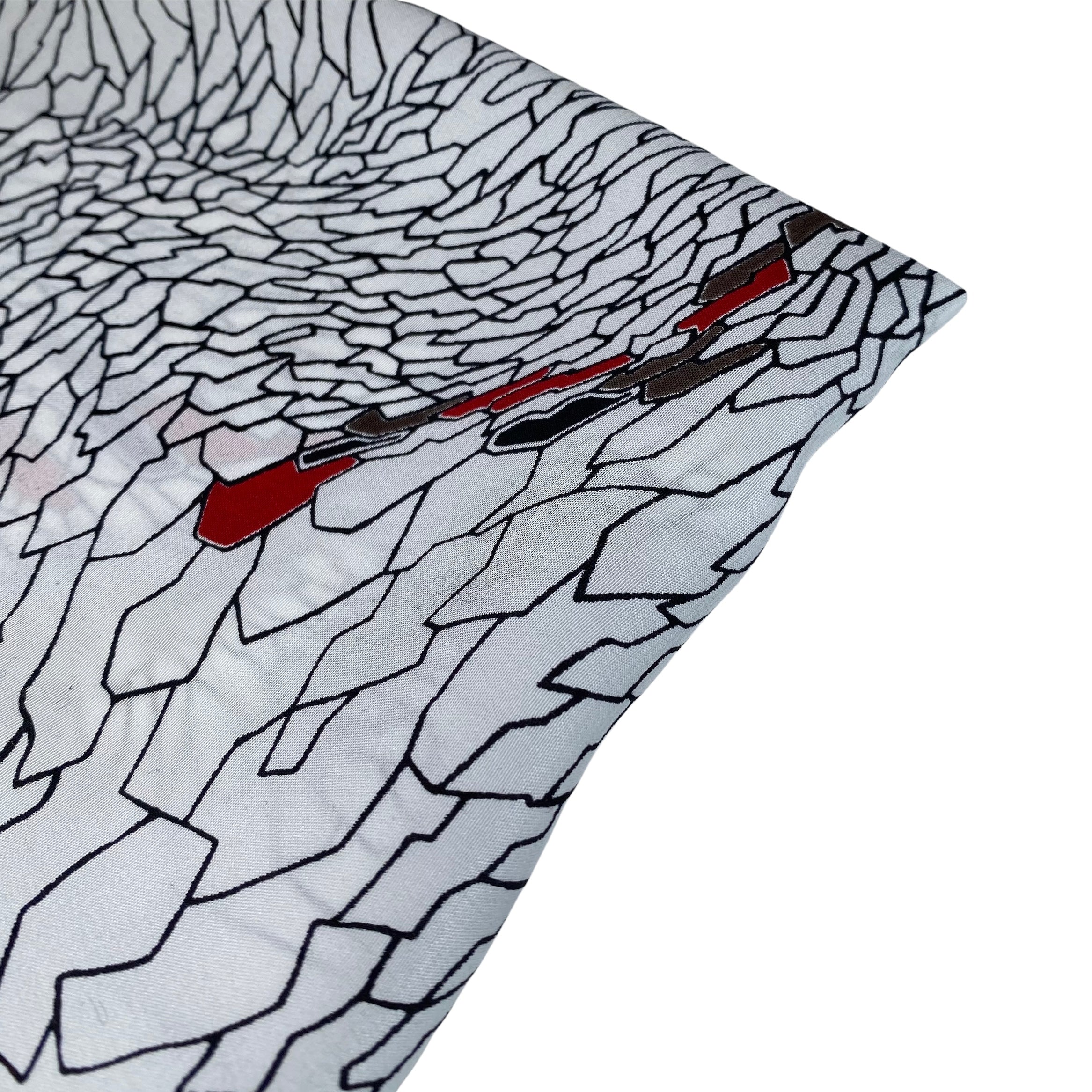 Printed Silk Georgette - Abstract Print - White/Black/Red · King Textiles