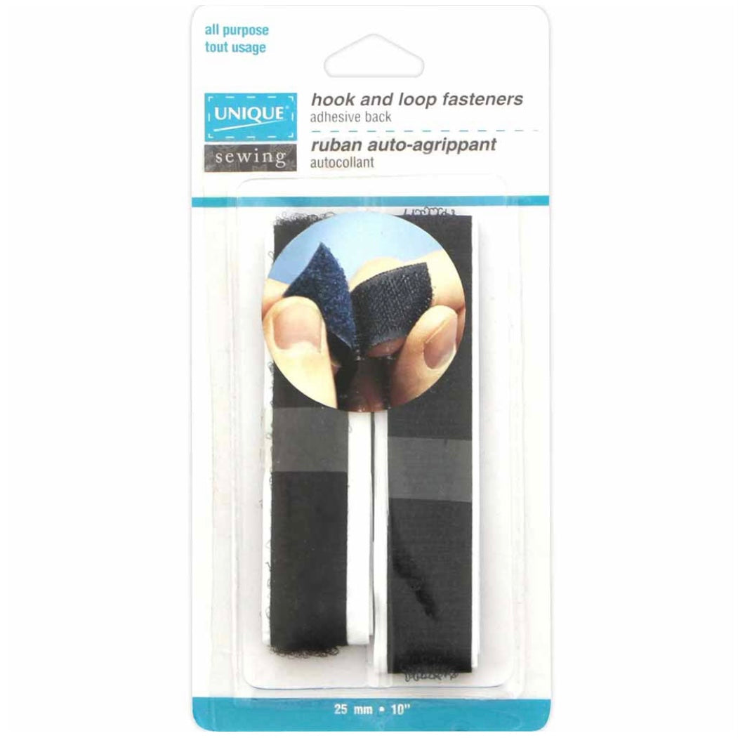 Self-Gripping Fasteners Strip - 25cm (10″) - Black · King Textiles