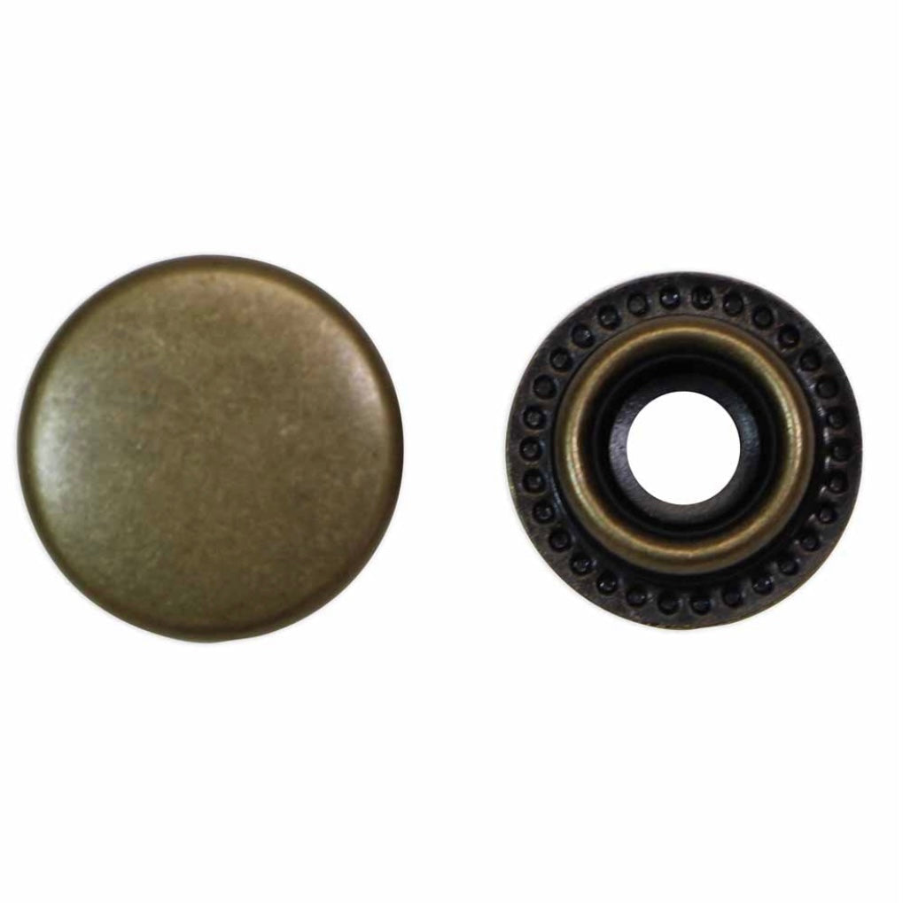 Heavy Duty Snaps - 15mm (5/8″) - 6 sets - Antique Brass · King Textiles