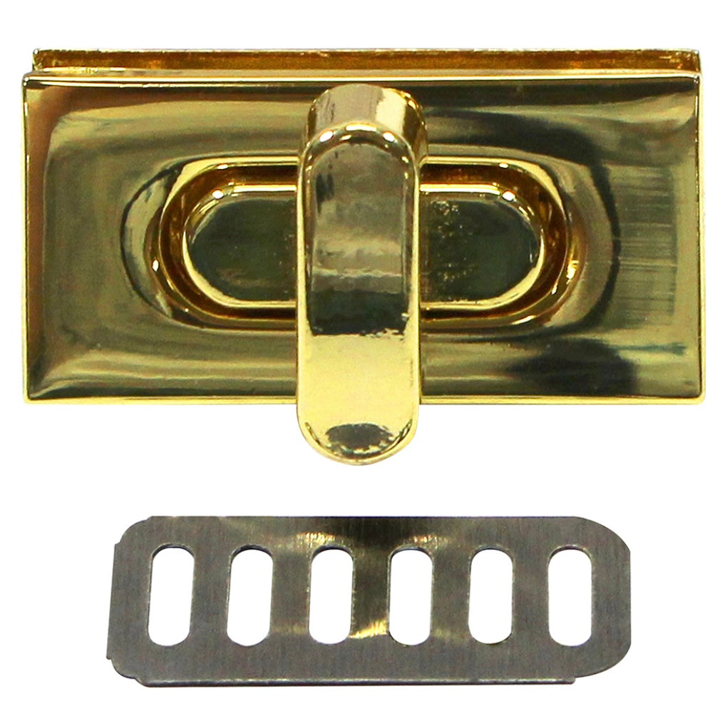 Rectangle Turn Clasp - 35mm - Gold · King Textiles