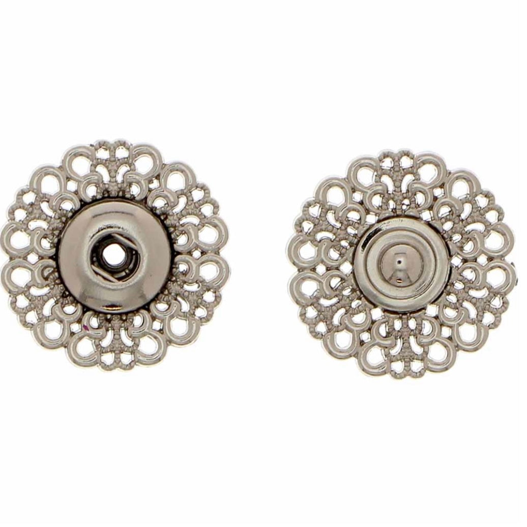 Decorative Snap Fastener - 25mm - 1 set - Silver · King Textiles