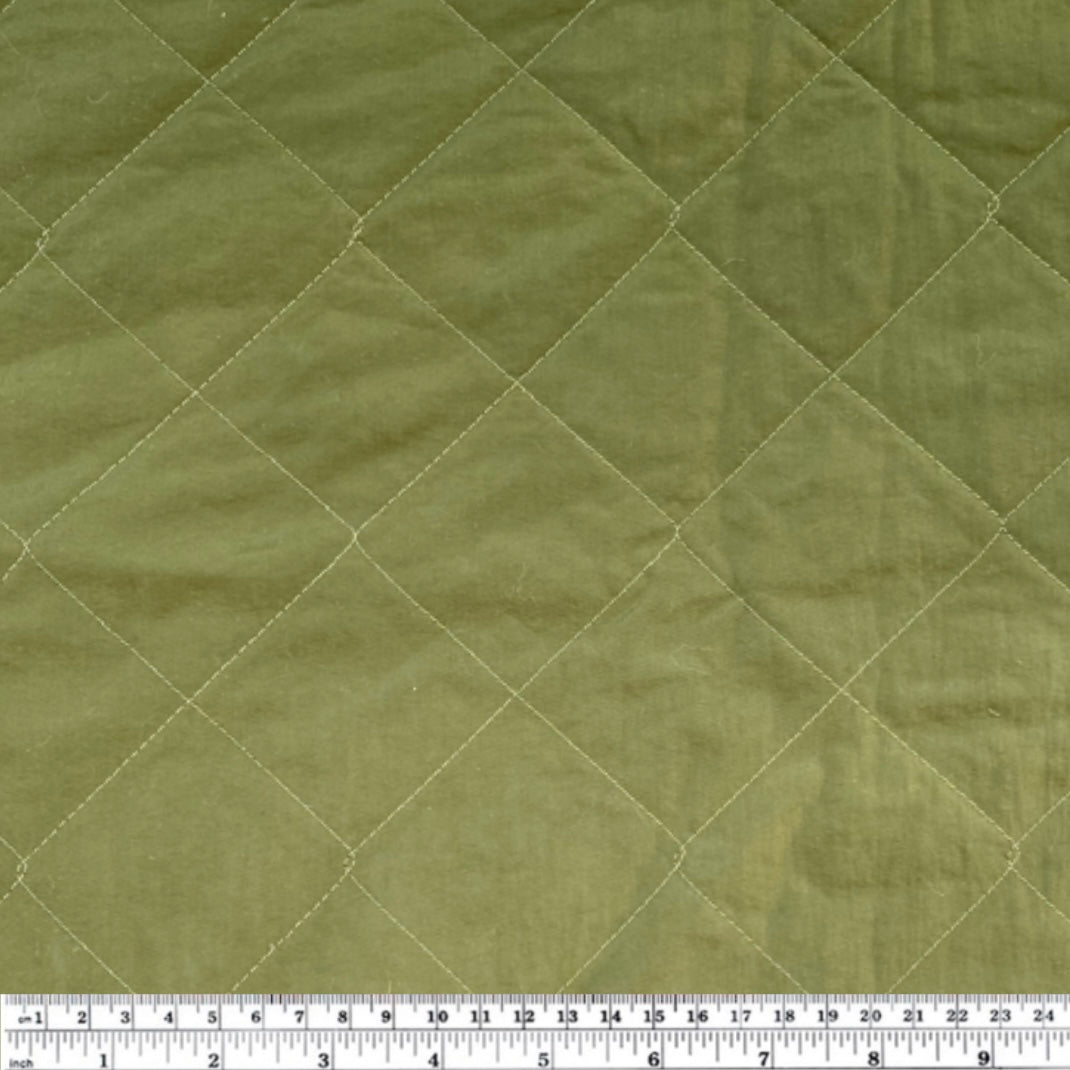 Quilted Nylon - Squares - Army Green – King Textiles