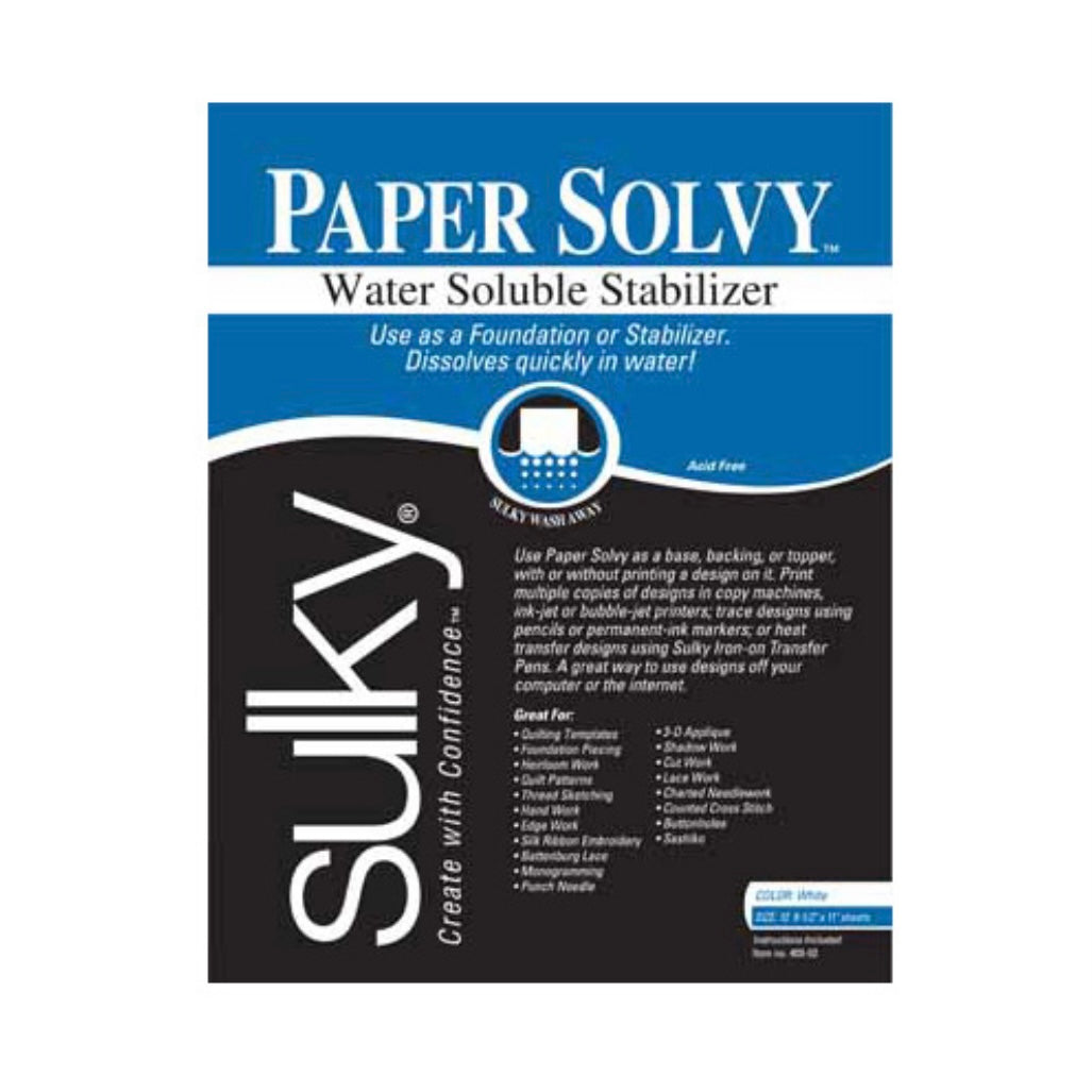 Paper Solvy Water Soluble Stabilizer - White - 8 1/2”x 11” - 12 Sheets ...